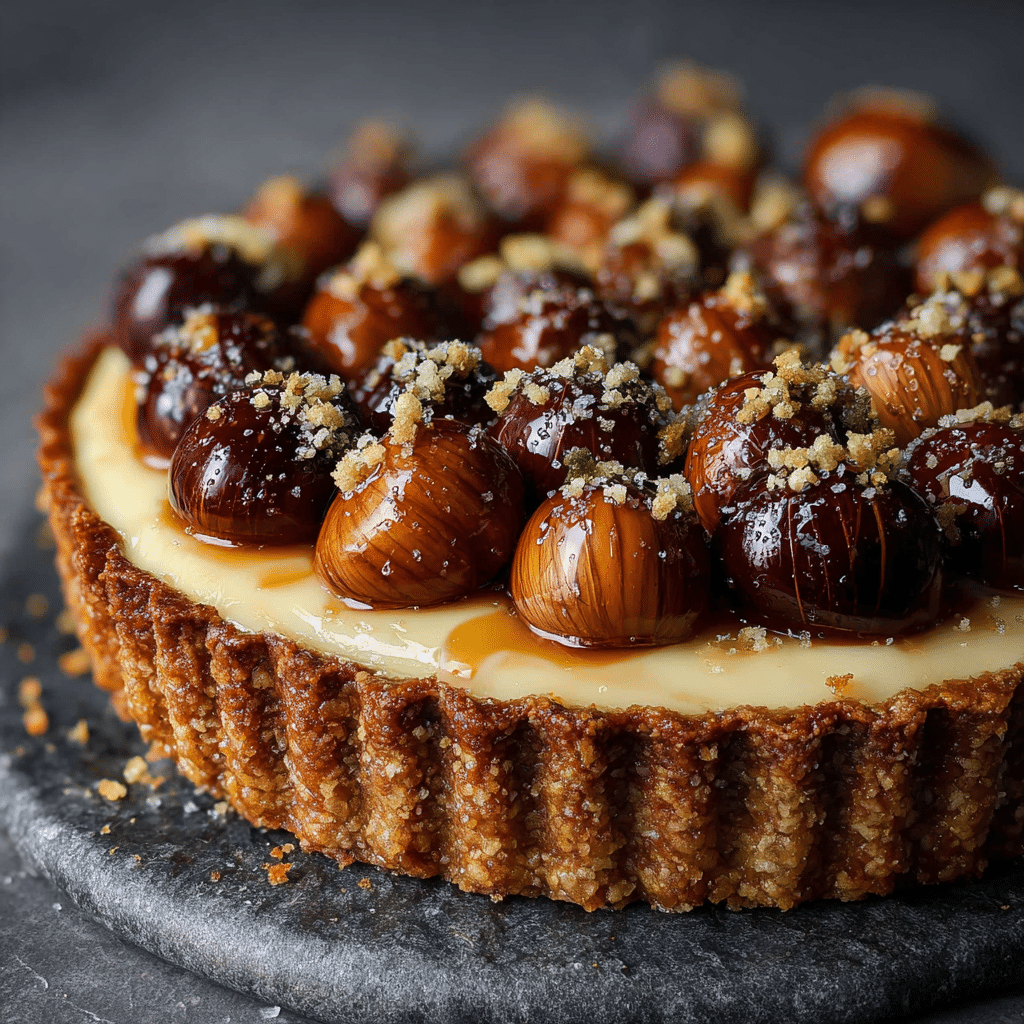 Gingerbread Cheesecake Tart with Caramelised Chestnuts