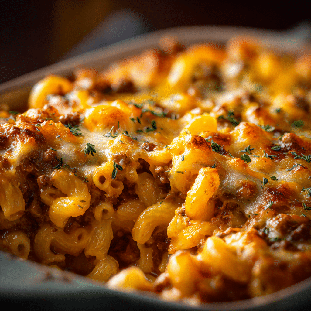 Cheesy Macaroni Hamburger Casserole